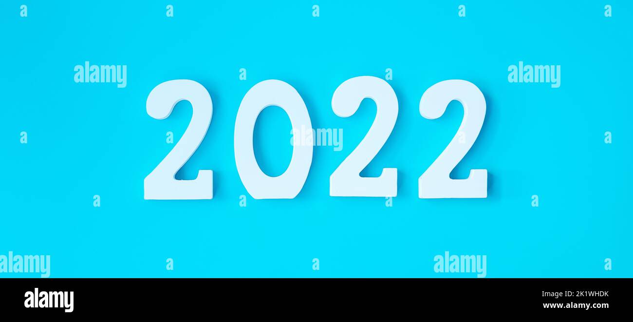 2022 white text number on blue background. Resolution, plan, review ...