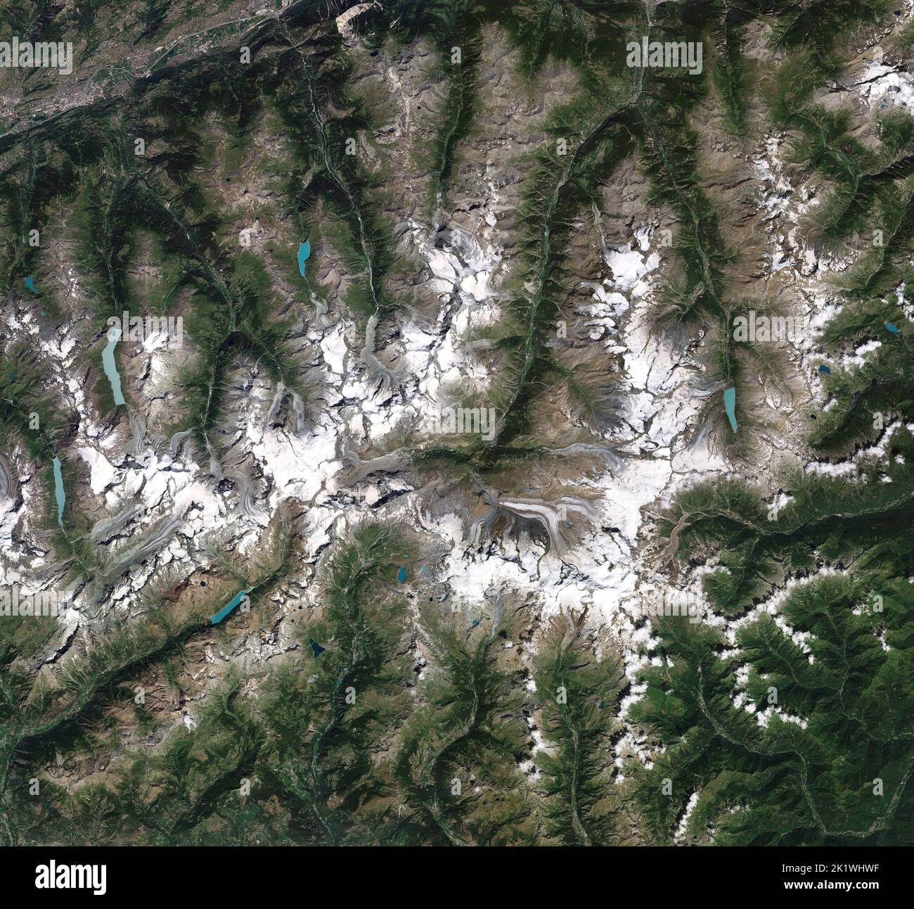 Pennine Alps in summer, satellite image Stock Photo - Alamy