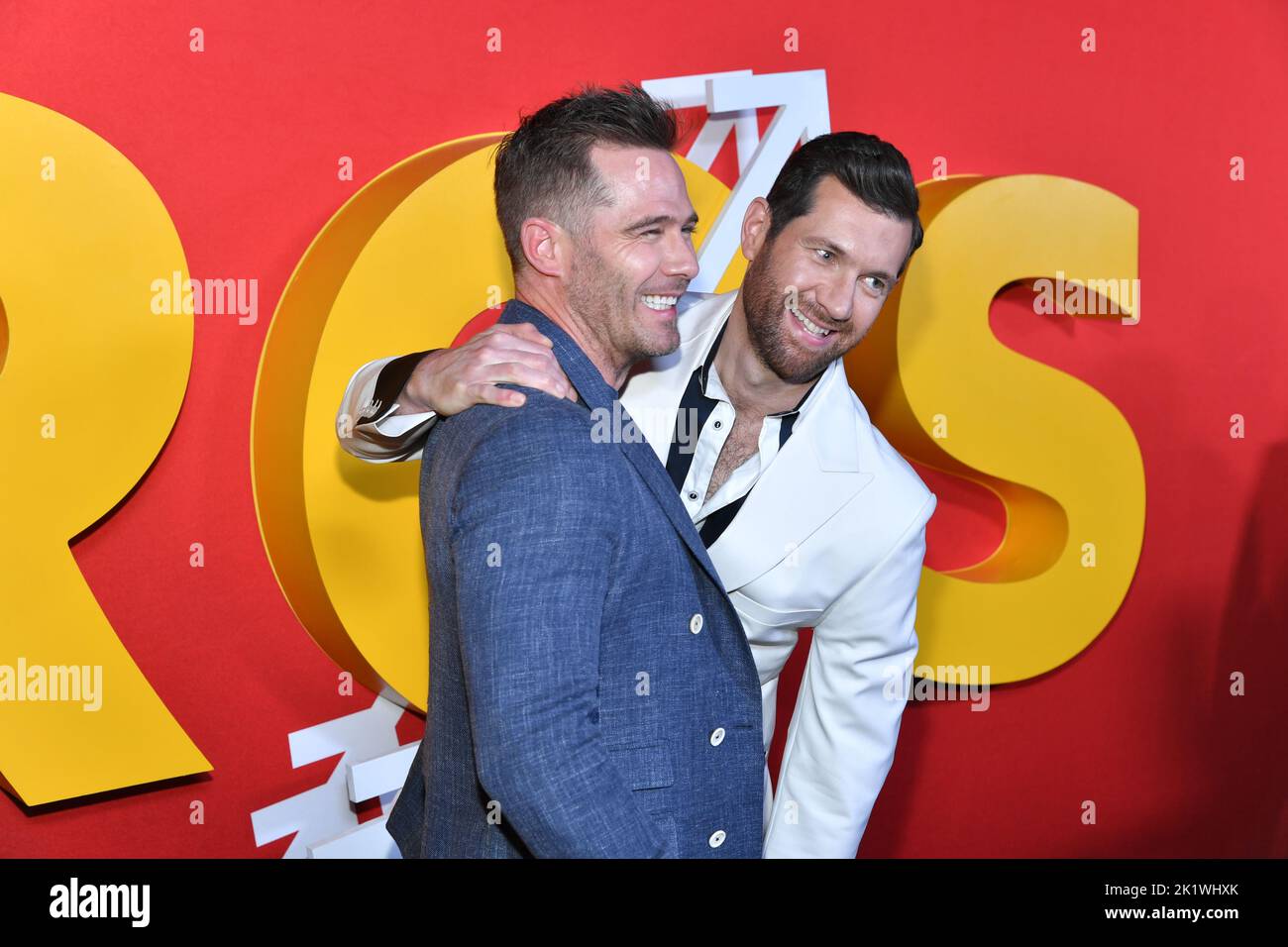Luke Macfarlane and Billy Eichner attend the premiere of Universal ...