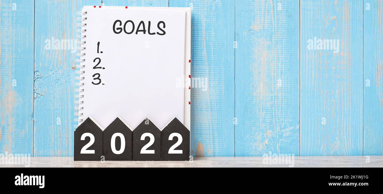 2022 Happy New Year with GOAL word and wooden number. time for a New ...