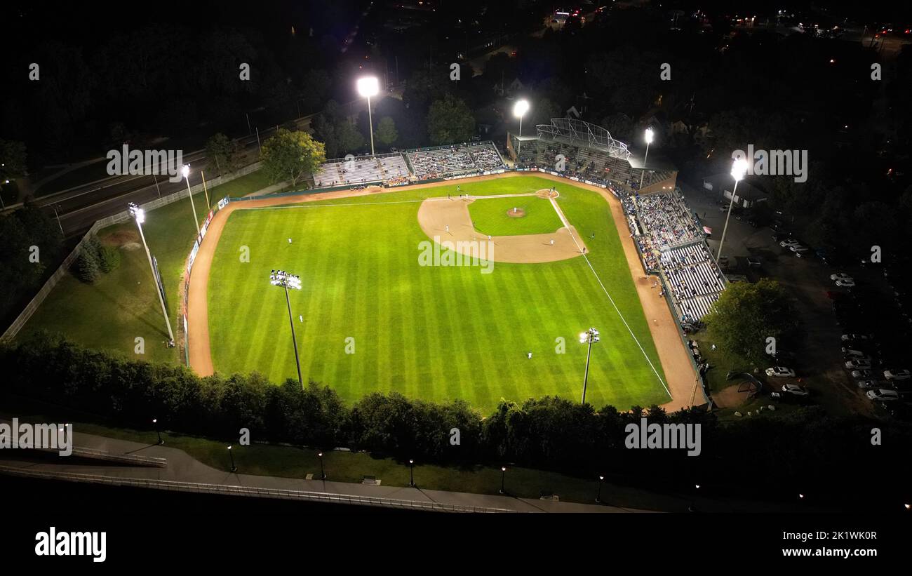 Sept 20 2022, Labatt park at night Aerial in London Ontario Canada ...