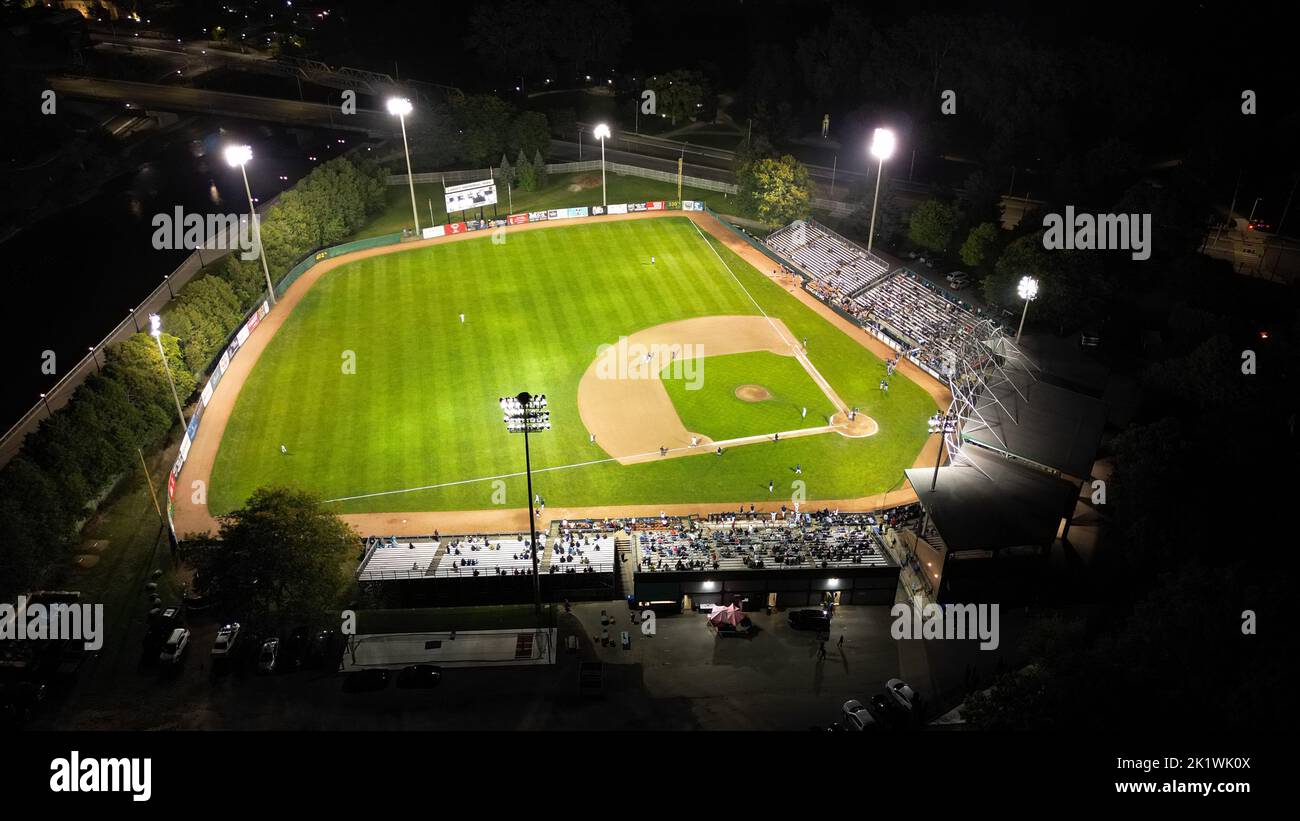 Sept 20 2022, Labatt park at night Aerial in London Ontario Canada ...