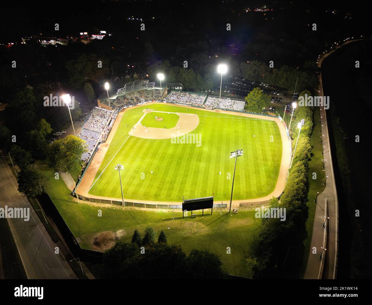 Sept 20 2022, Labatt park at night Aerial in London Ontario Canada ...