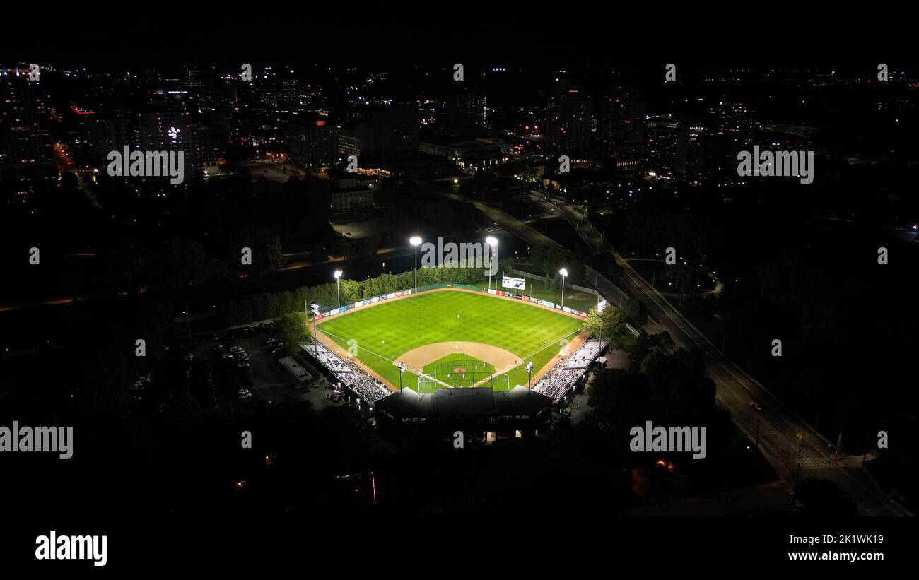 Sept 20 2022, Labatt park at night Aerial in London Ontario Canada ...