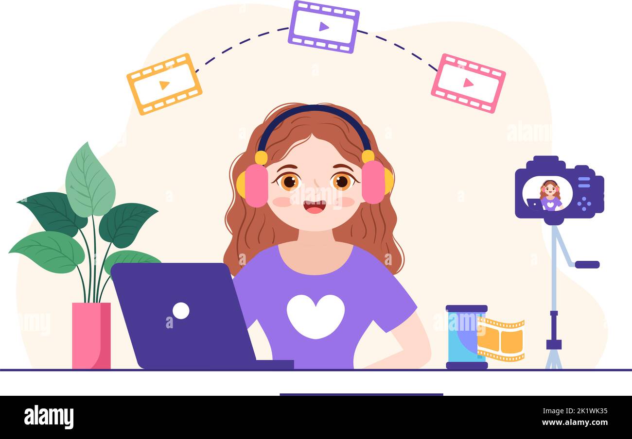 Videographer Services Template Hand Drawn Cartoon Flat Illustration ...