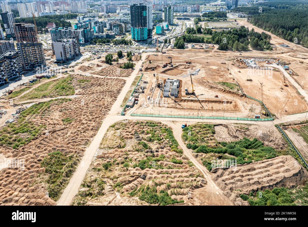building of new apartment complex. city residential area development ...