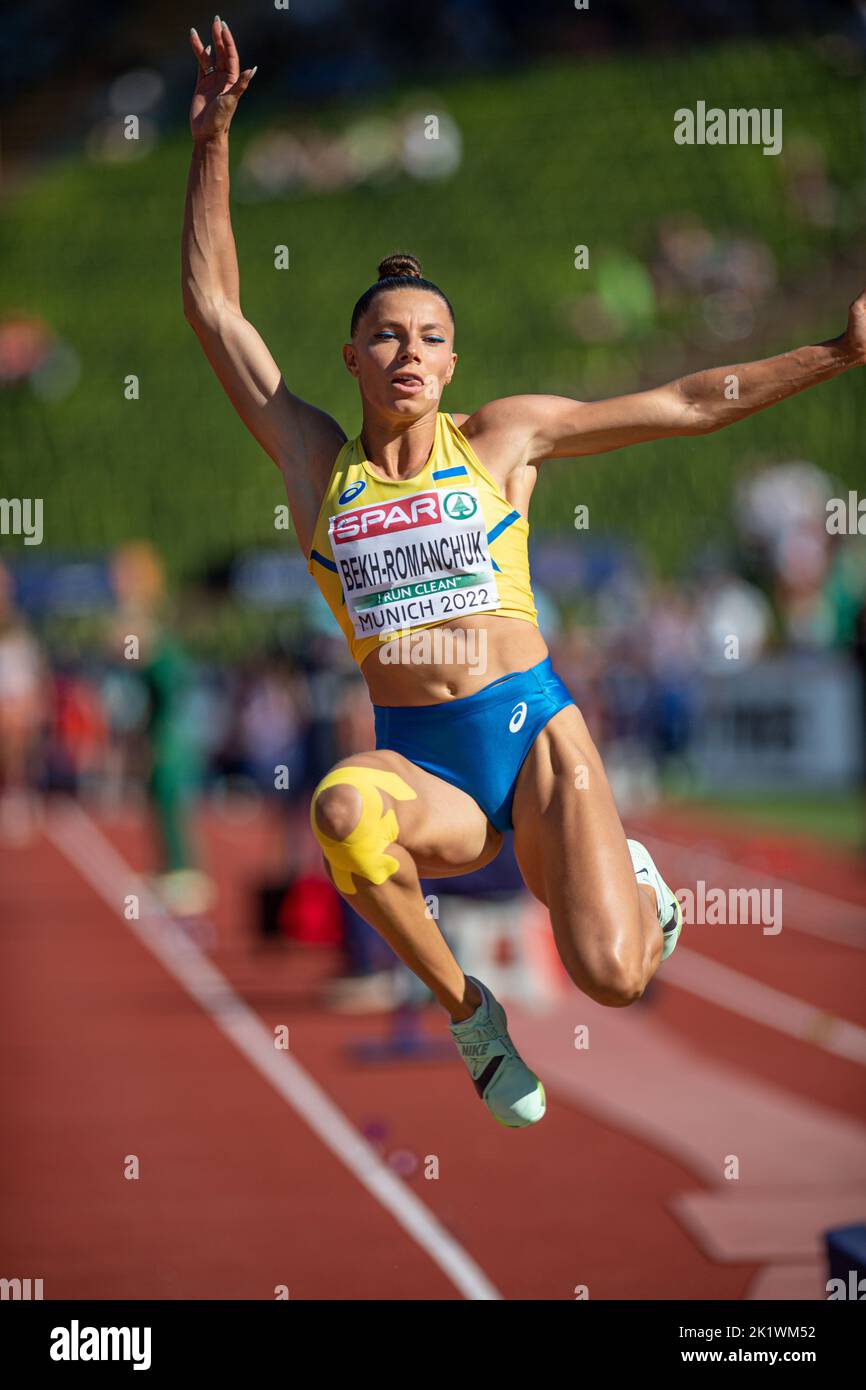 Maryna Bek-Romanchuk participating in the long jump of the European ...