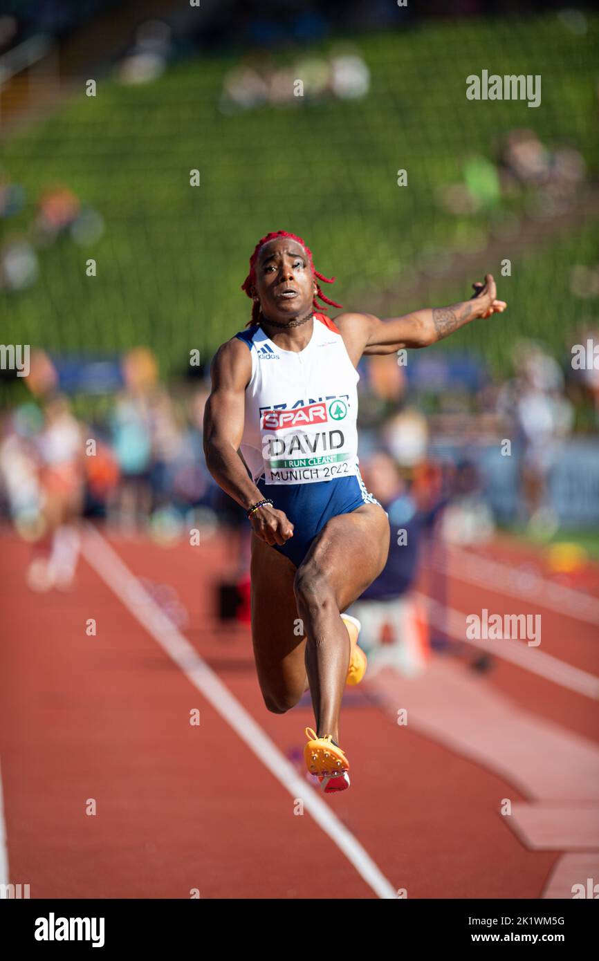 Yanis David participating in the long jump of the European Athletics ...
