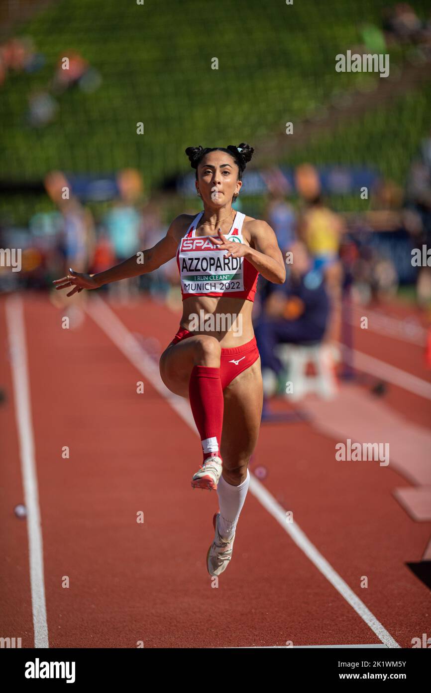 Claire Azzopardi participating in the long jump of the European ...