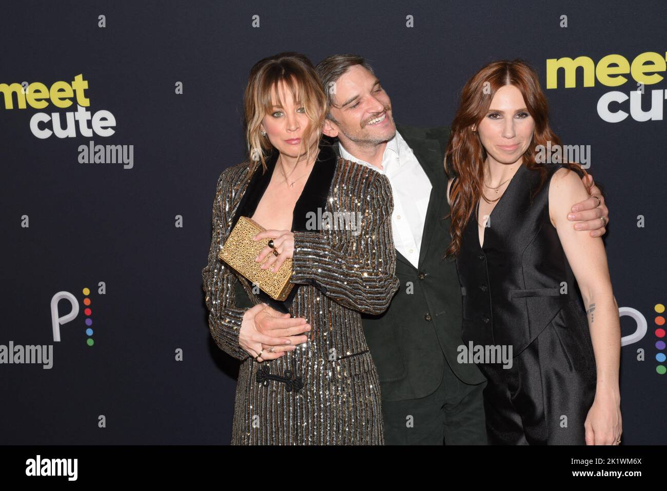 New York, NY, US, September 20, 2022. Kaley Cuoco, Evan Jonigkeit and Zosia Mamet attend the ...