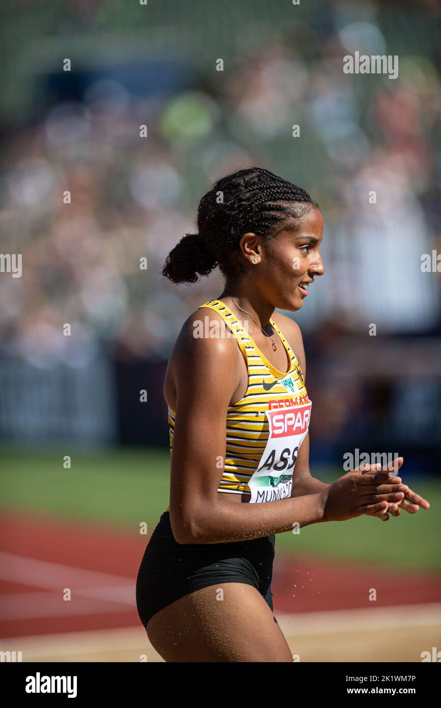 Mikaelle Assani participating in the long jump of the European ...