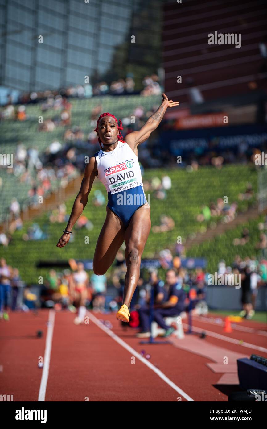 Yanis David participating in the long jump of the European Athletics ...