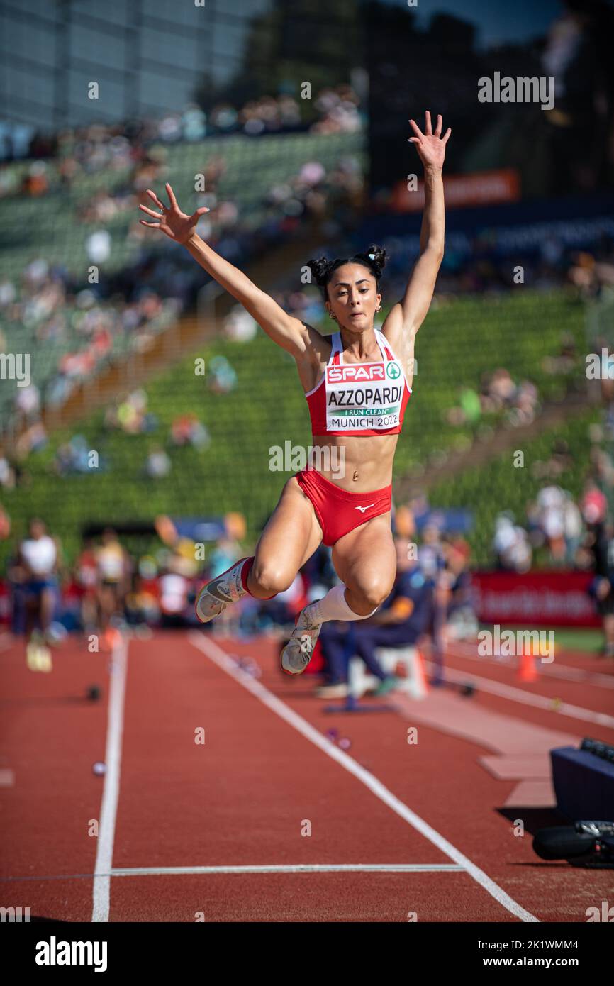 Claire Azzopardi participating in the long jump of the European ...
