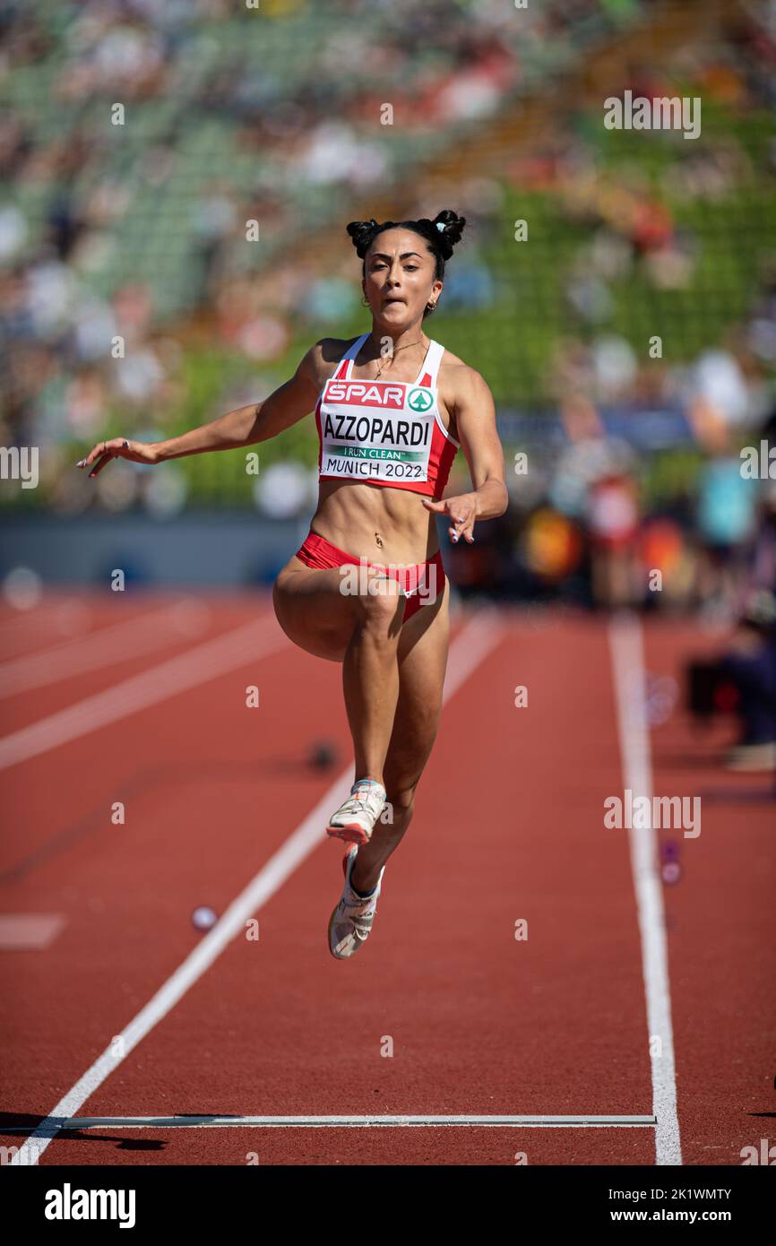 Claire Azzopardi participating in the long jump of the European ...