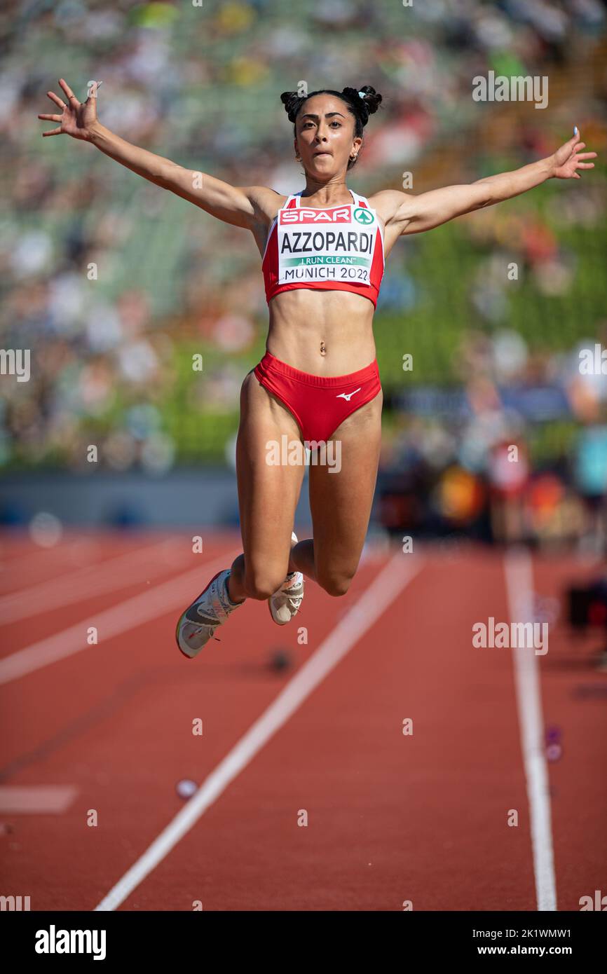 Claire Azzopardi participating in the long jump of the European Athletics Championships in ...