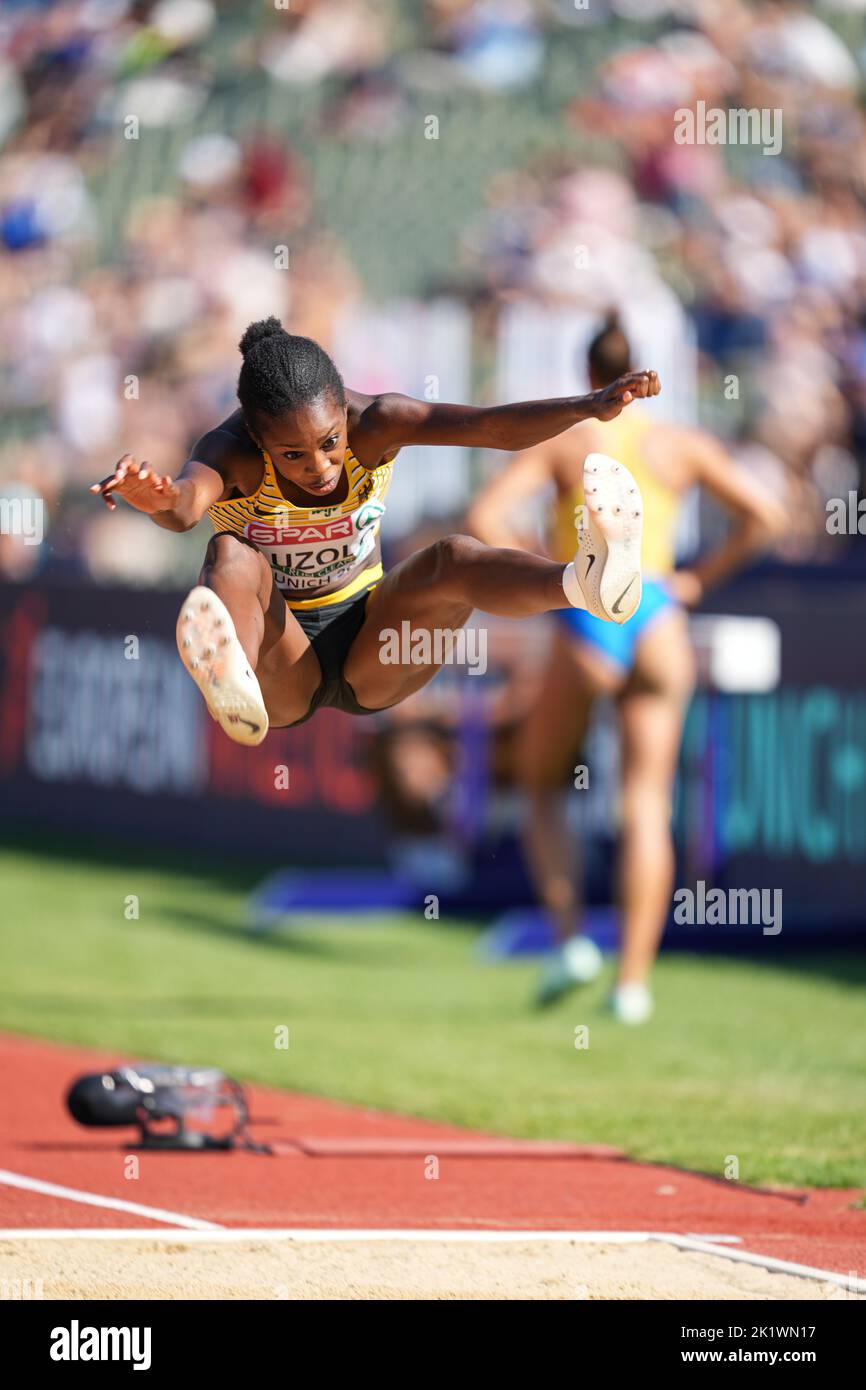 Maryse Luzolo participating in the long jump of the European Athletics ...