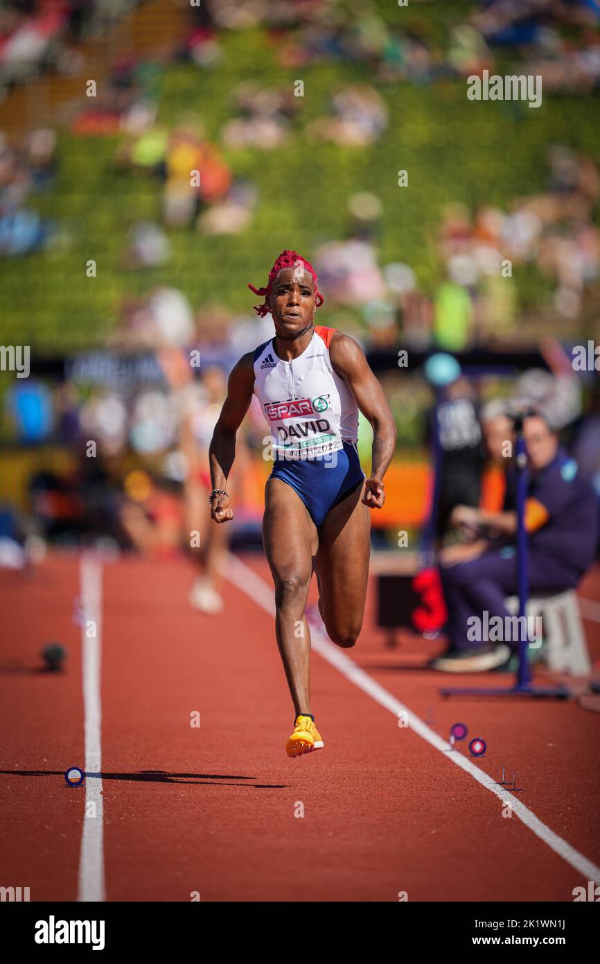 Yanis David participating in the long jump of the European Athletics ...
