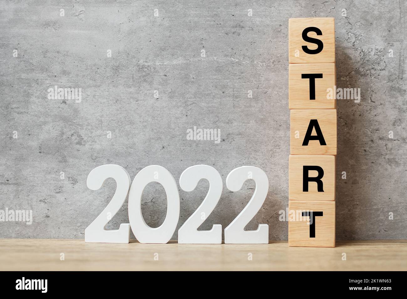 2022 New Year text with START block. Resolution, strategy, plan ...