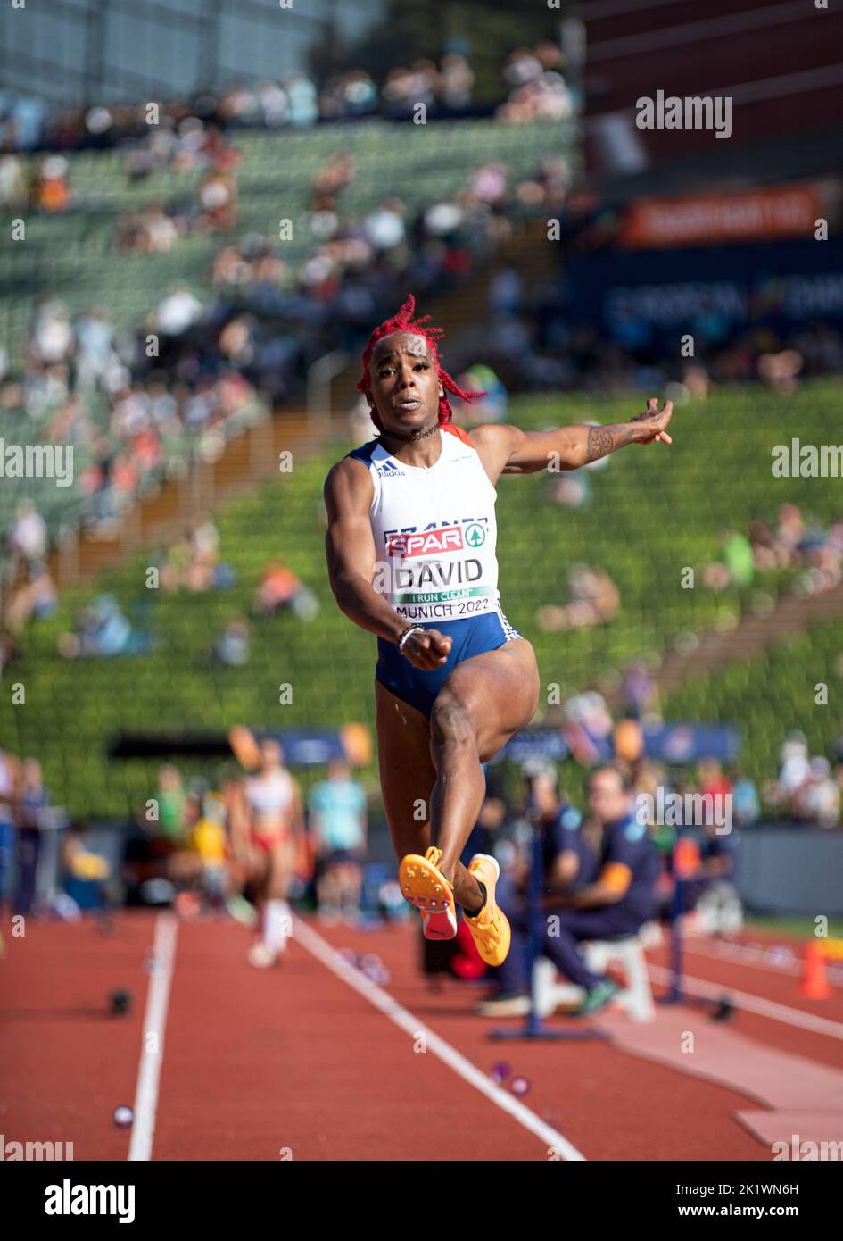 Yanis David participating in the long jump of the European Athletics ...