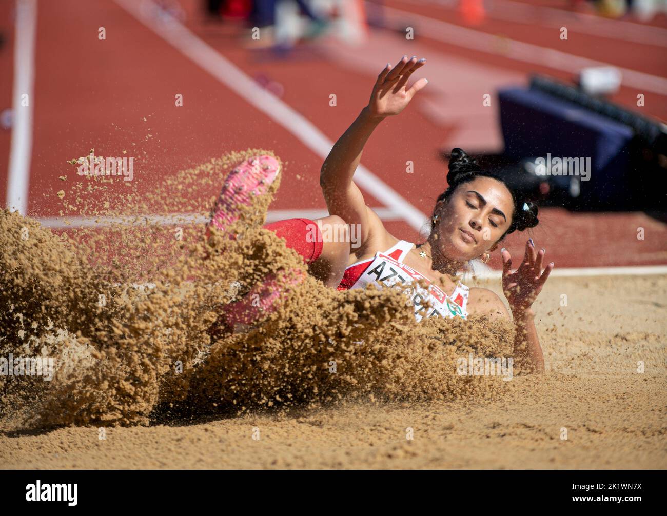 Claire Azzopardi participating in the long jump of the European ...