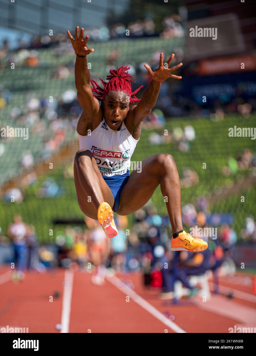Yanis David participating in the long jump of the European Athletics ...