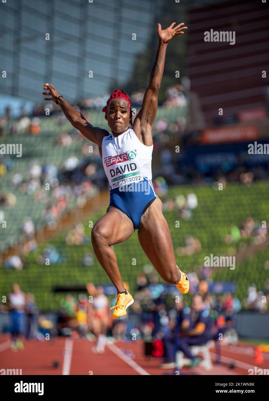 Yanis David participating in the long jump of the European Athletics ...