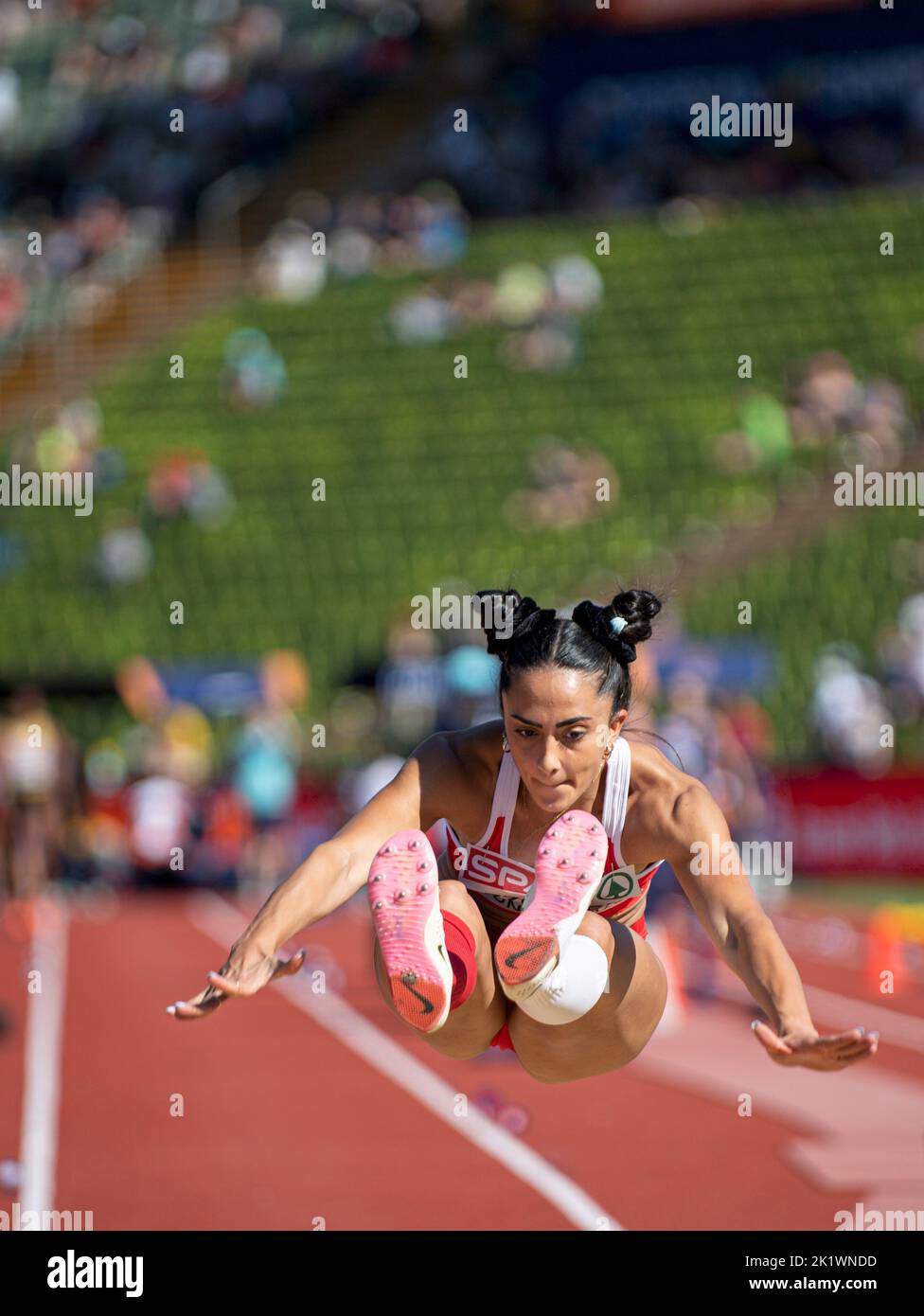 Claire Azzopardi participating in the long jump of the European ...