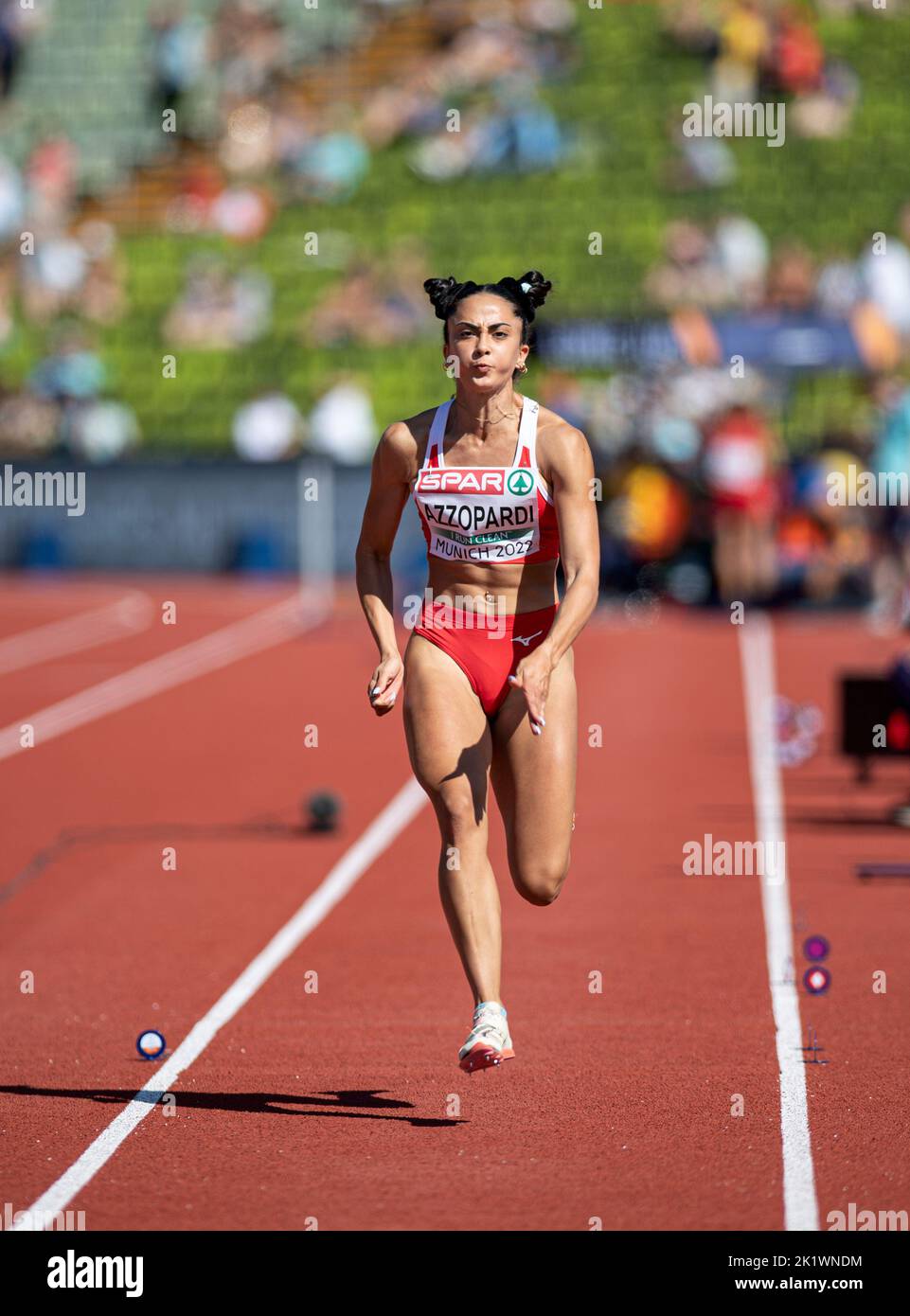 Claire Azzopardi participating in the long jump of the European ...