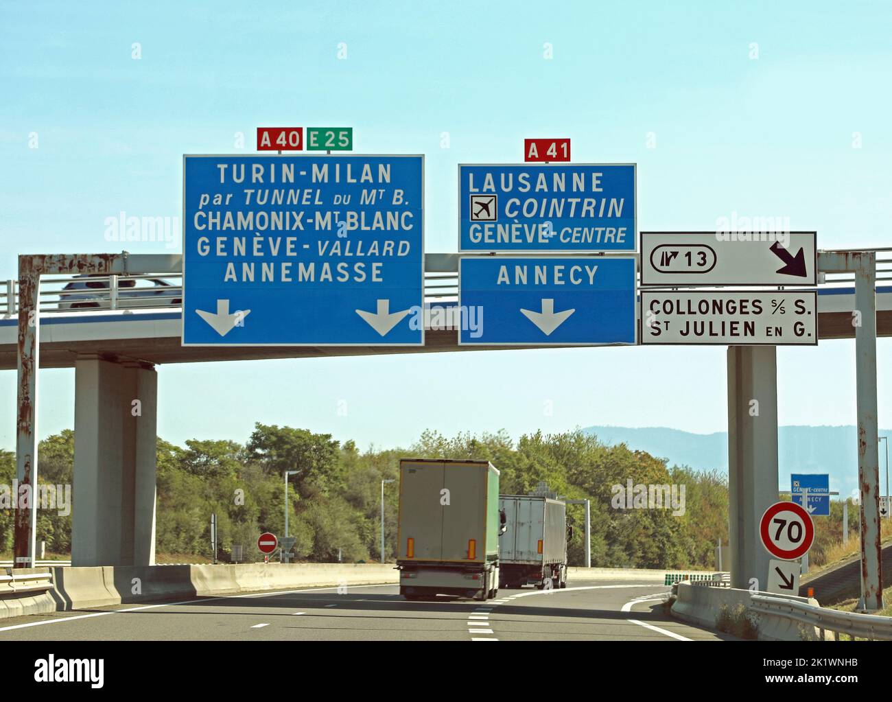 road sign with directions to go to French places in France Stock Photo ...