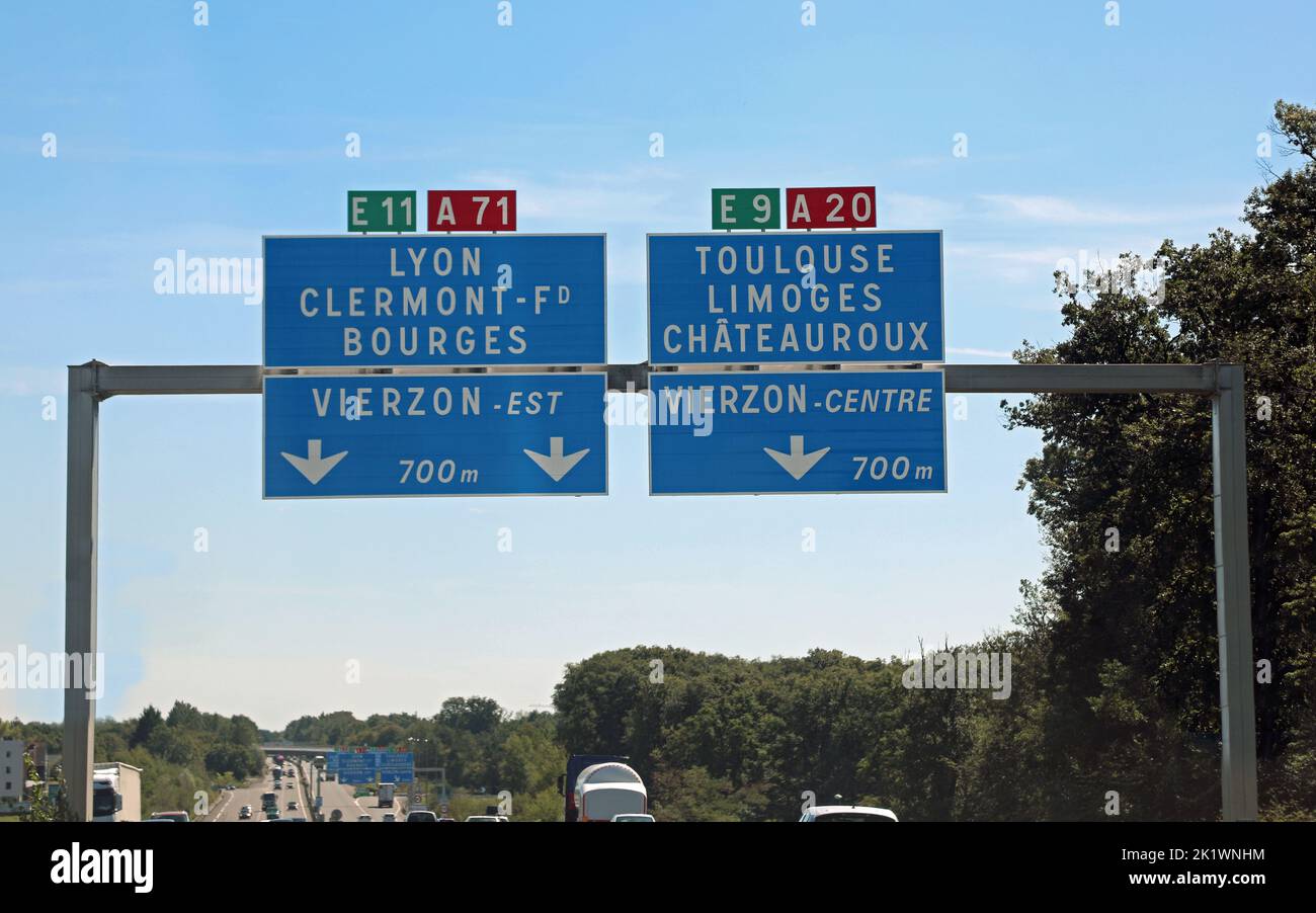 road sign with directions to go to French places in France Stock Photo ...