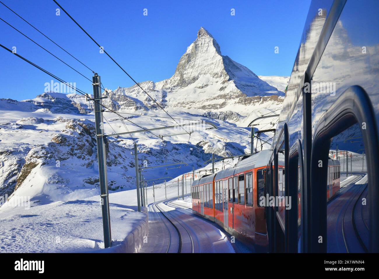 Switzerland. Valais canton. Zermatt. Since 1898, the Gornergratbahn ...