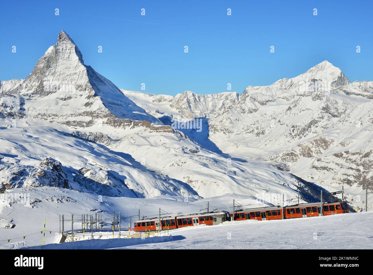 Switzerland. Valais canton. Zermatt. Since 1898, the Gornergratbahn ...