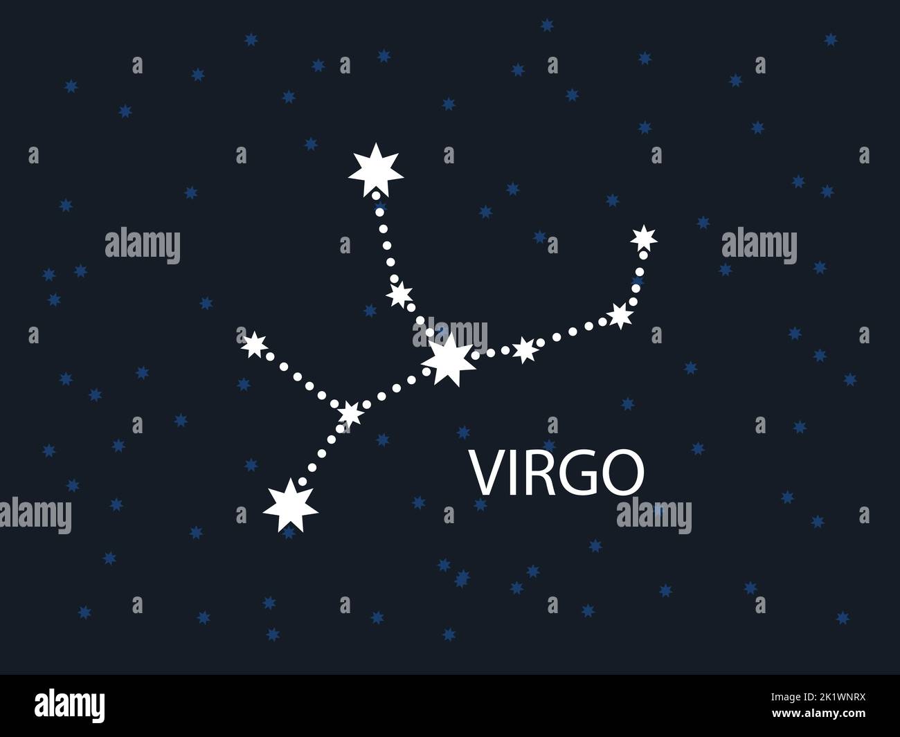 Virgo Horoscope Symbol. Zodiac Constellation with Stars. Night Sky map. Vector illustration of ...