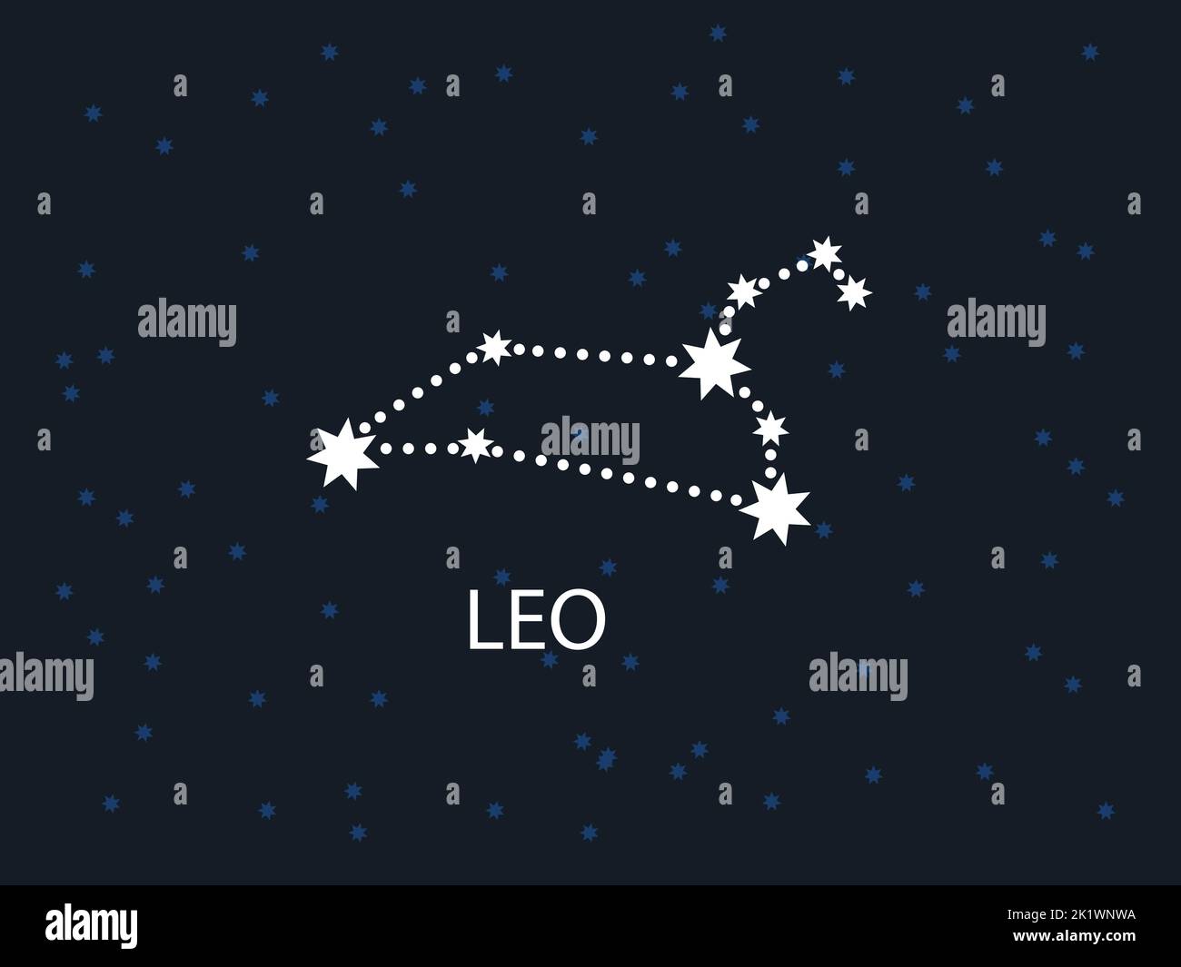Leo Horoscope Symbol. Zodiac Constellation with Stars. Night Sky map ...