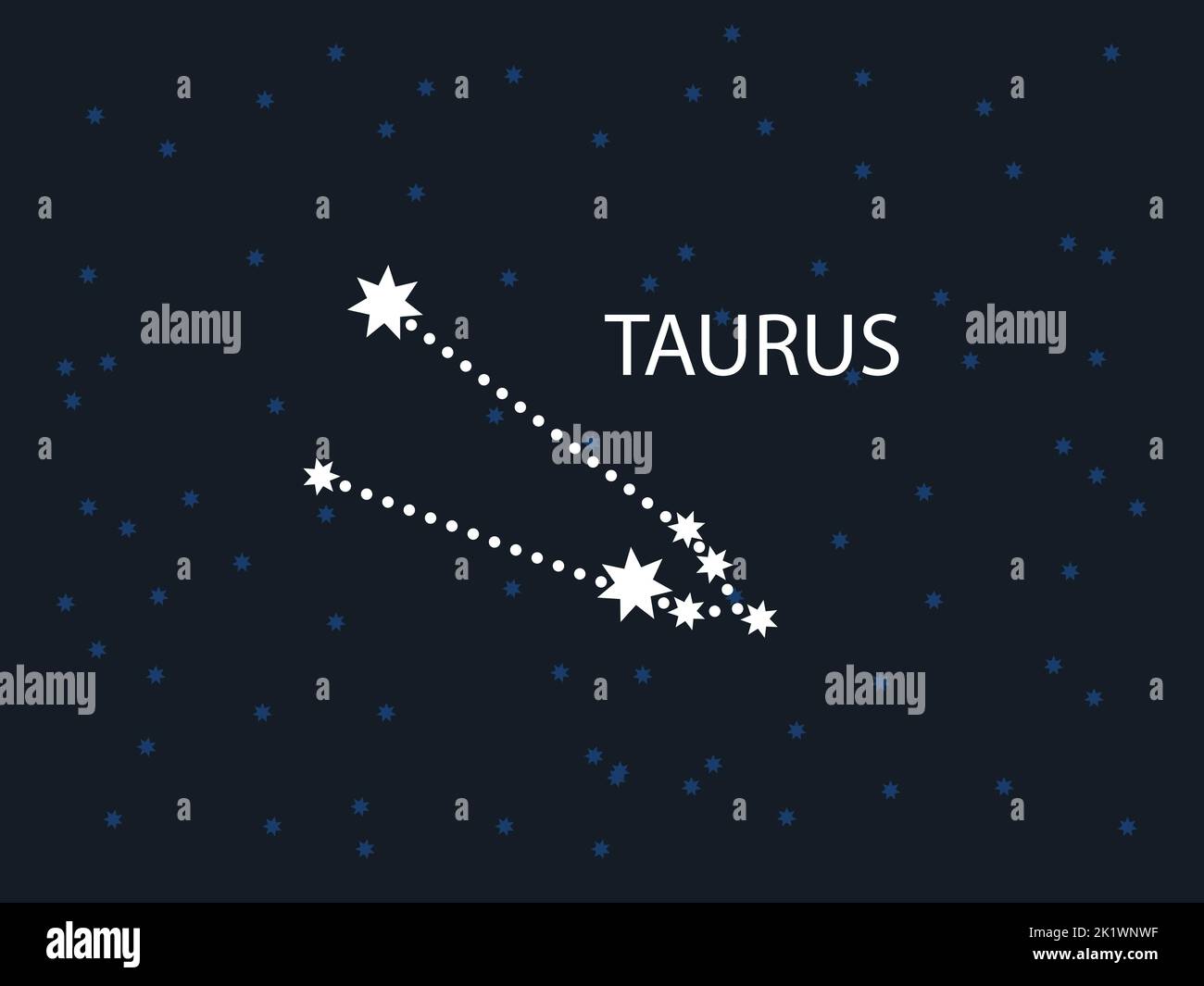 Taurus Horoscope Symbol. Zodiac Constellation with Stars. Night Sky map ...