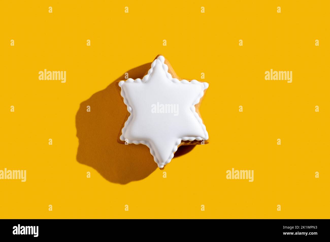 Star cookie. Bakery food art. Sweet ornament. White pointed figure ...