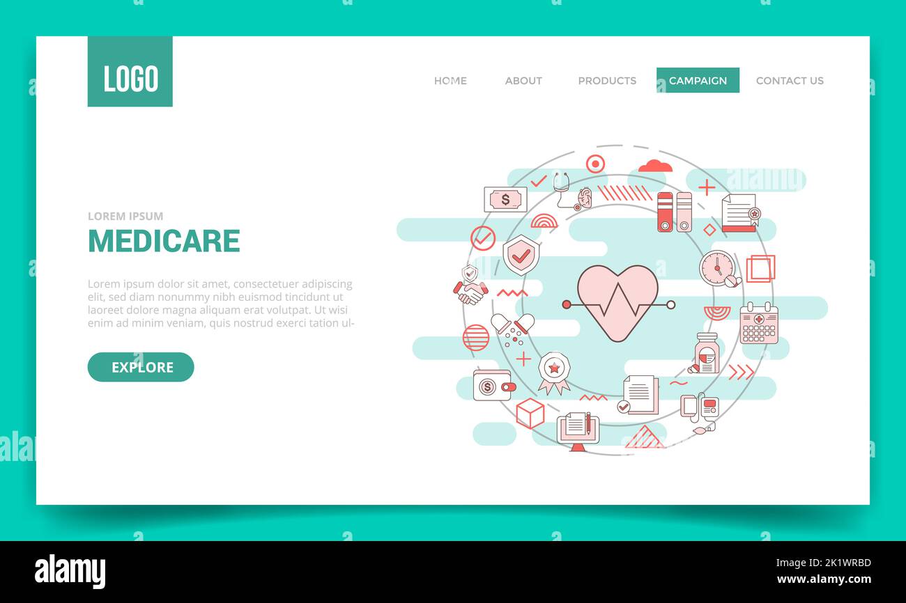 medicare concept with circle icon for website template or landing page ...