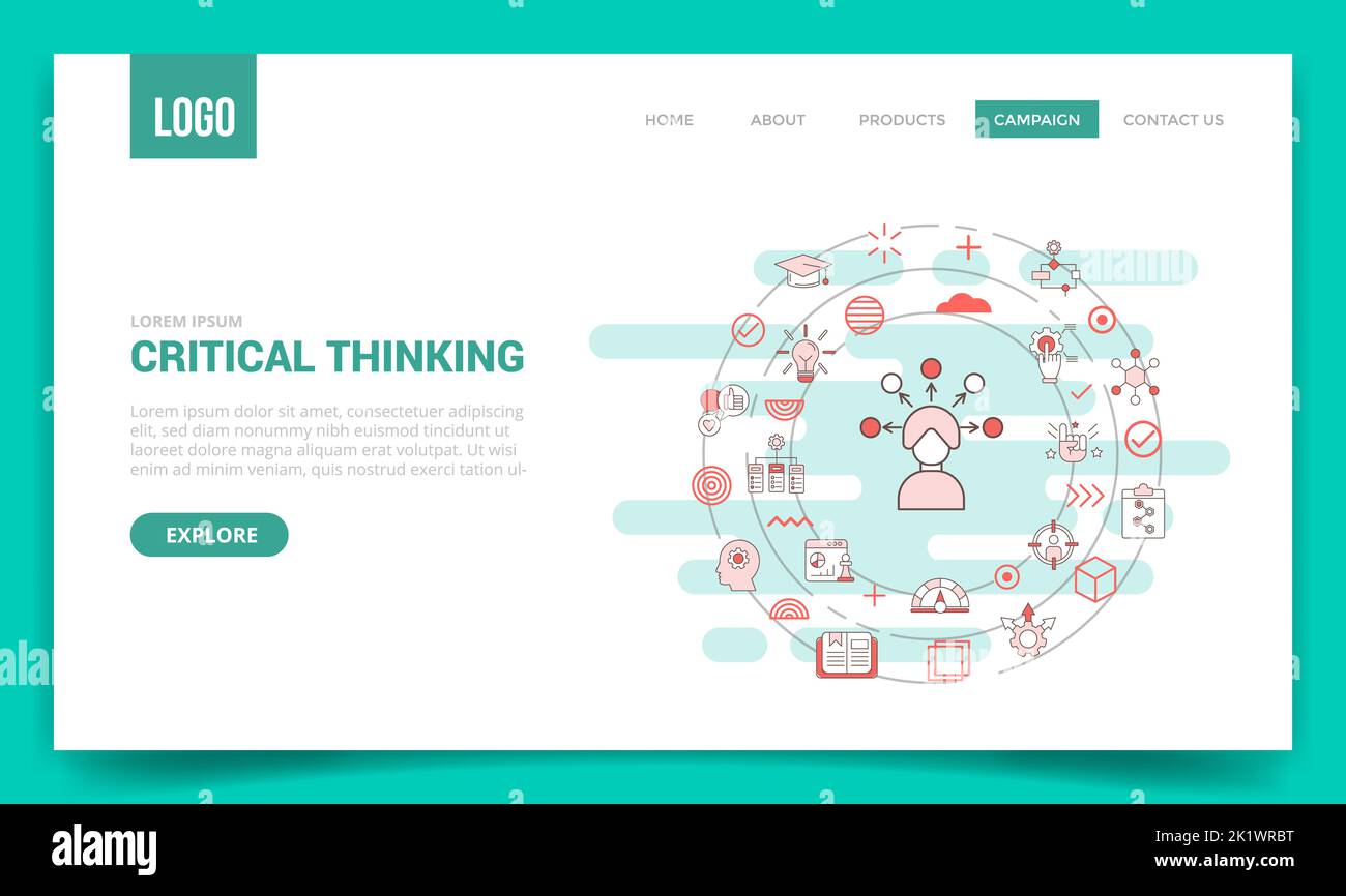 critical thinking concept with circle icon for website template or ...
