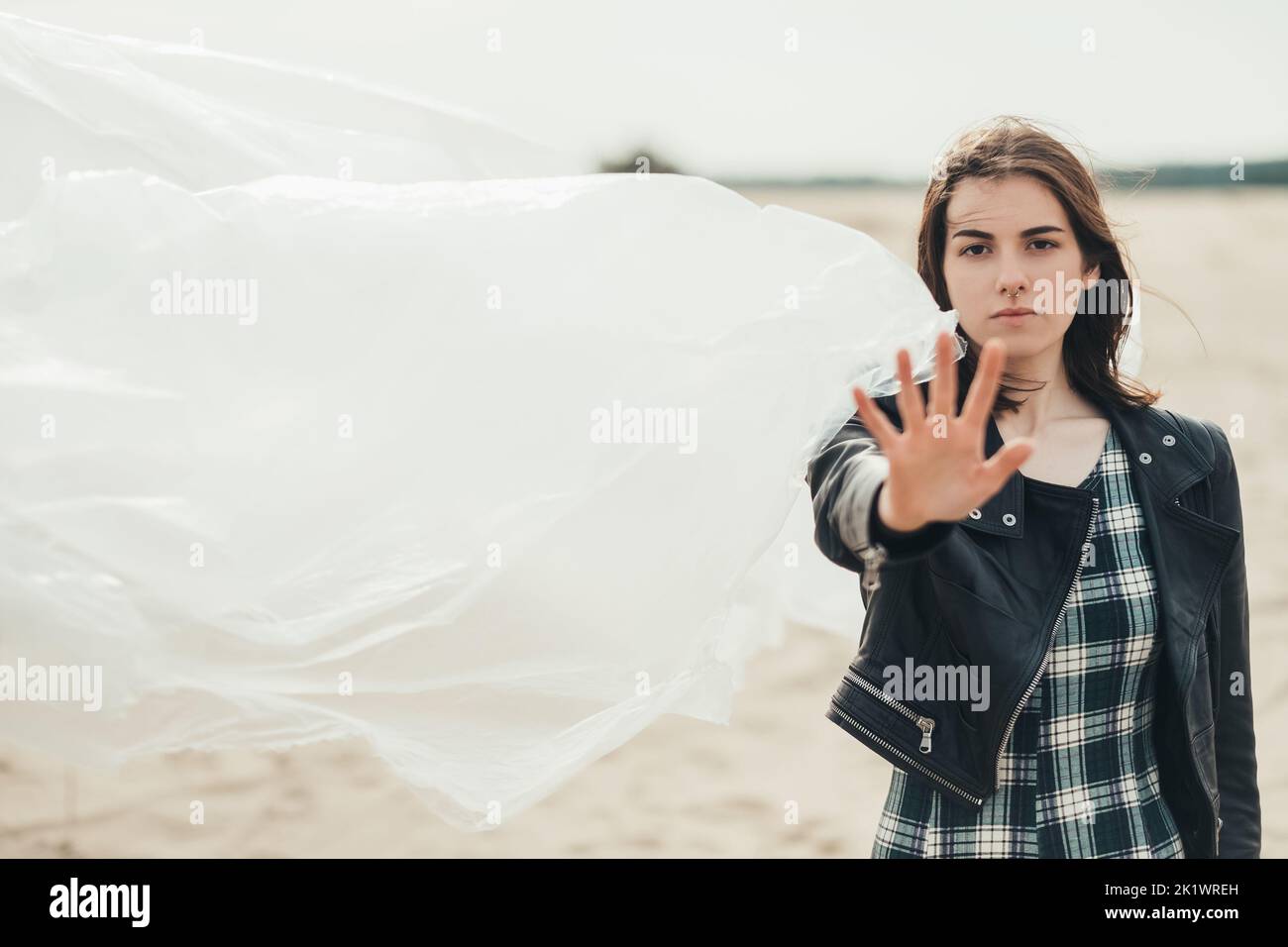 Stop violence. Woman protection. Female protest. Art portrait of ...