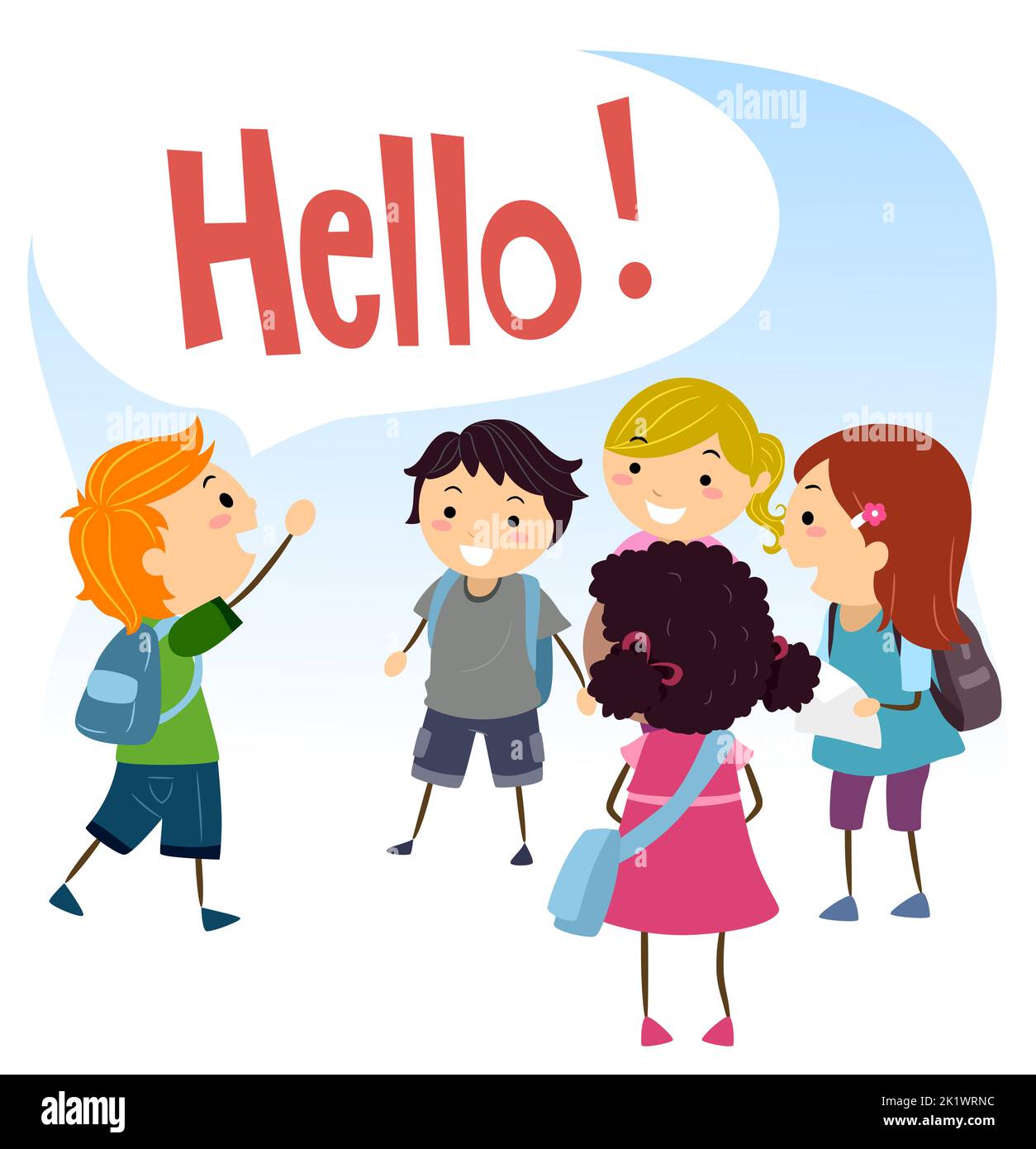 Kids Waving Hello To Each Other