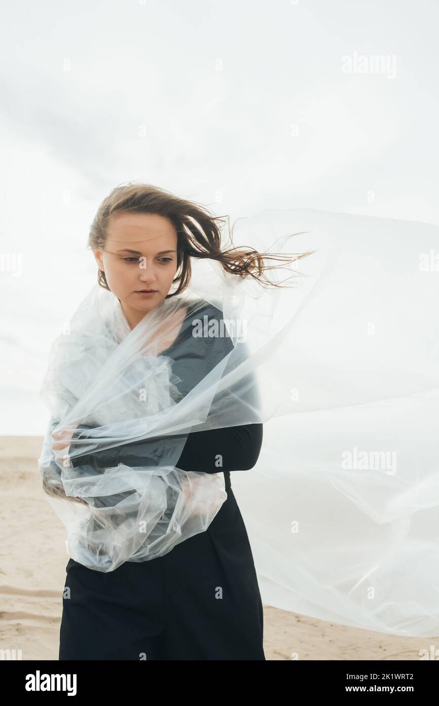 Female loneliness. Emotional crisis. Regret sorrow. Art portrait of ...