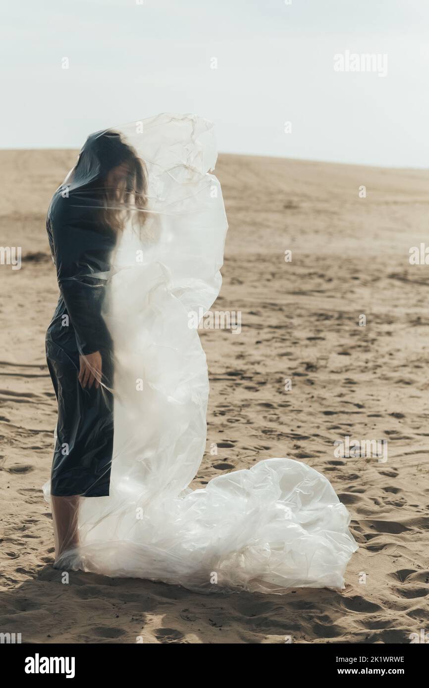 Pandemic self isolation. Defocused female silhouette. Lockdown ...