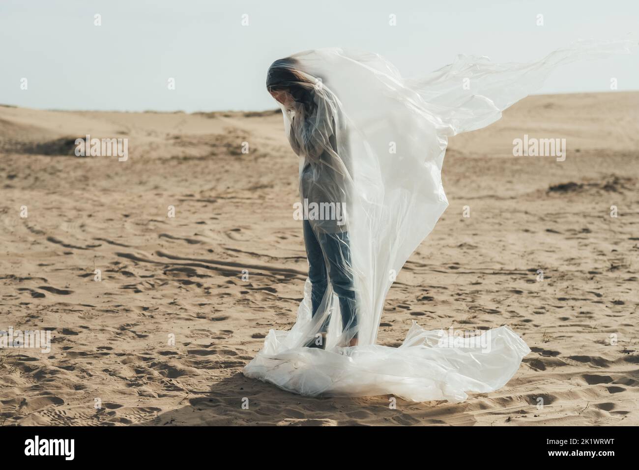 Female grief. Defocused silhouette. Isolation loneliness. Profile of ...