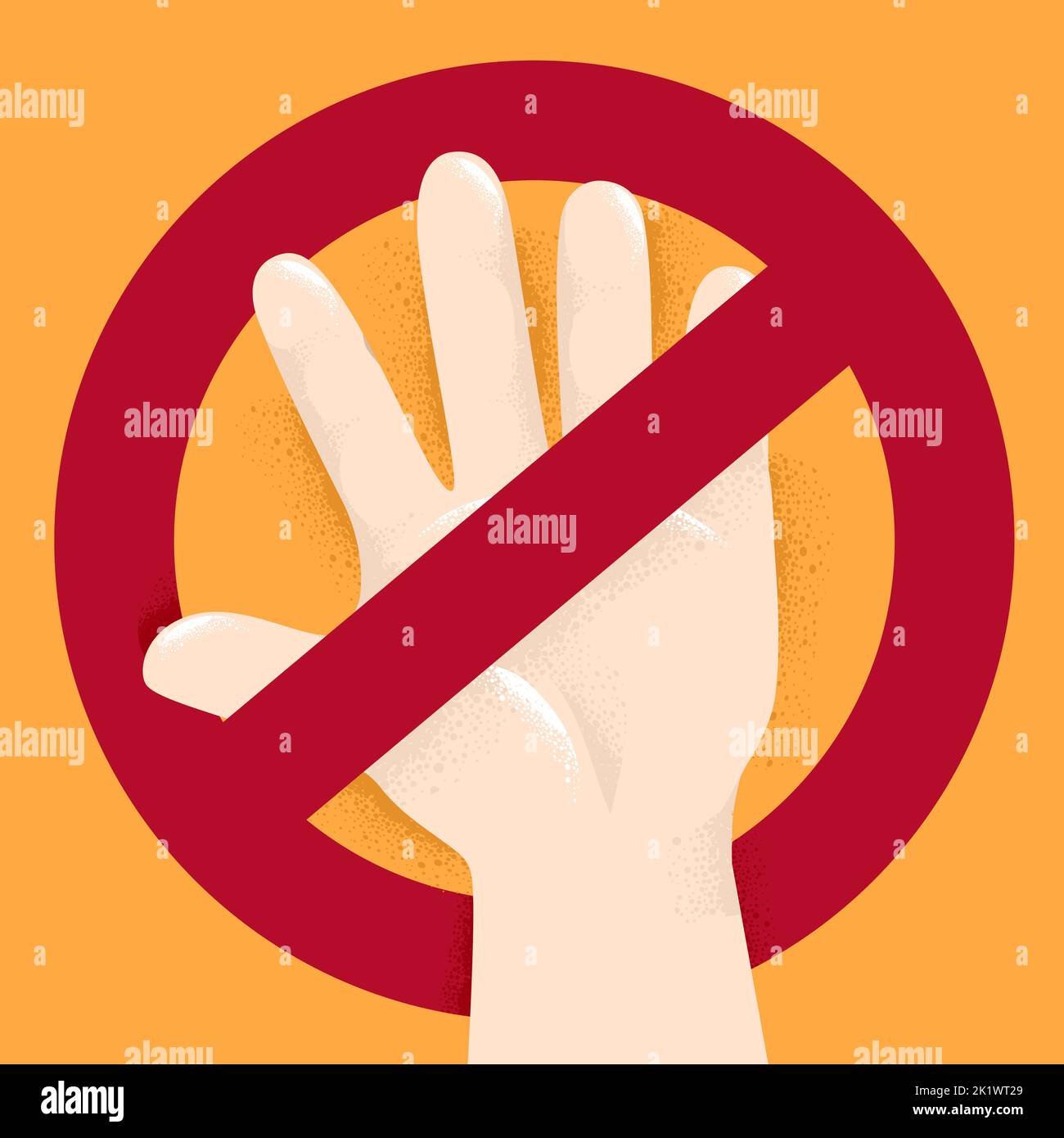 Illustration of a Hand of a Kid with a Stop Sign. Not Allowed, No Entry ...