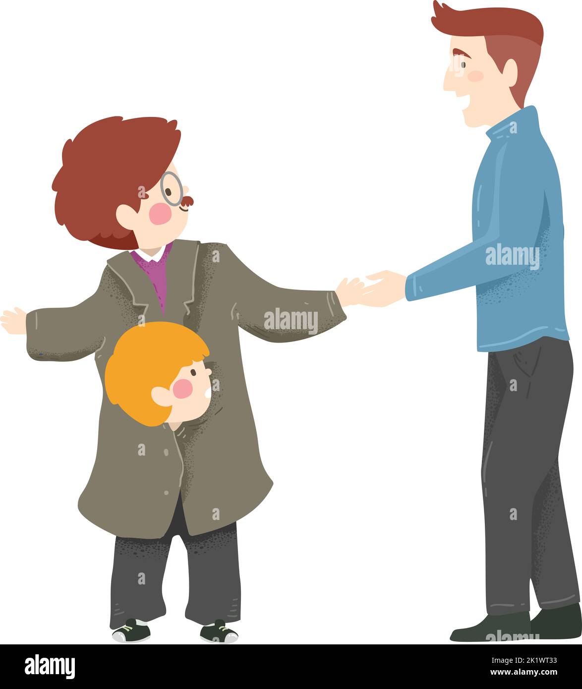 Illustration of a Kid Boy on Another Kids Shoulder Wearing Adult Coat ...