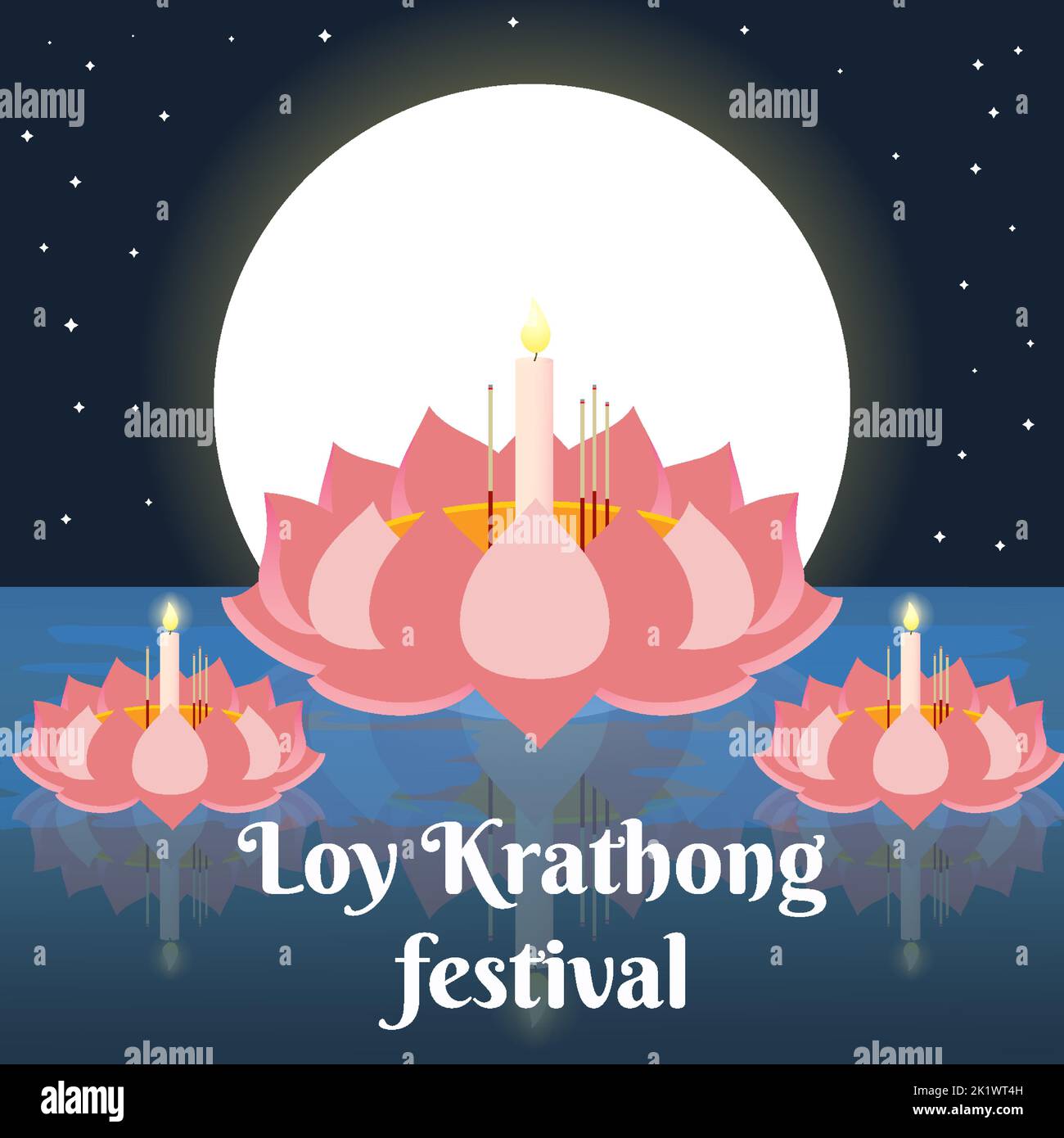 flat design loy krathong festival illustration Stock Vector Image & Art ...