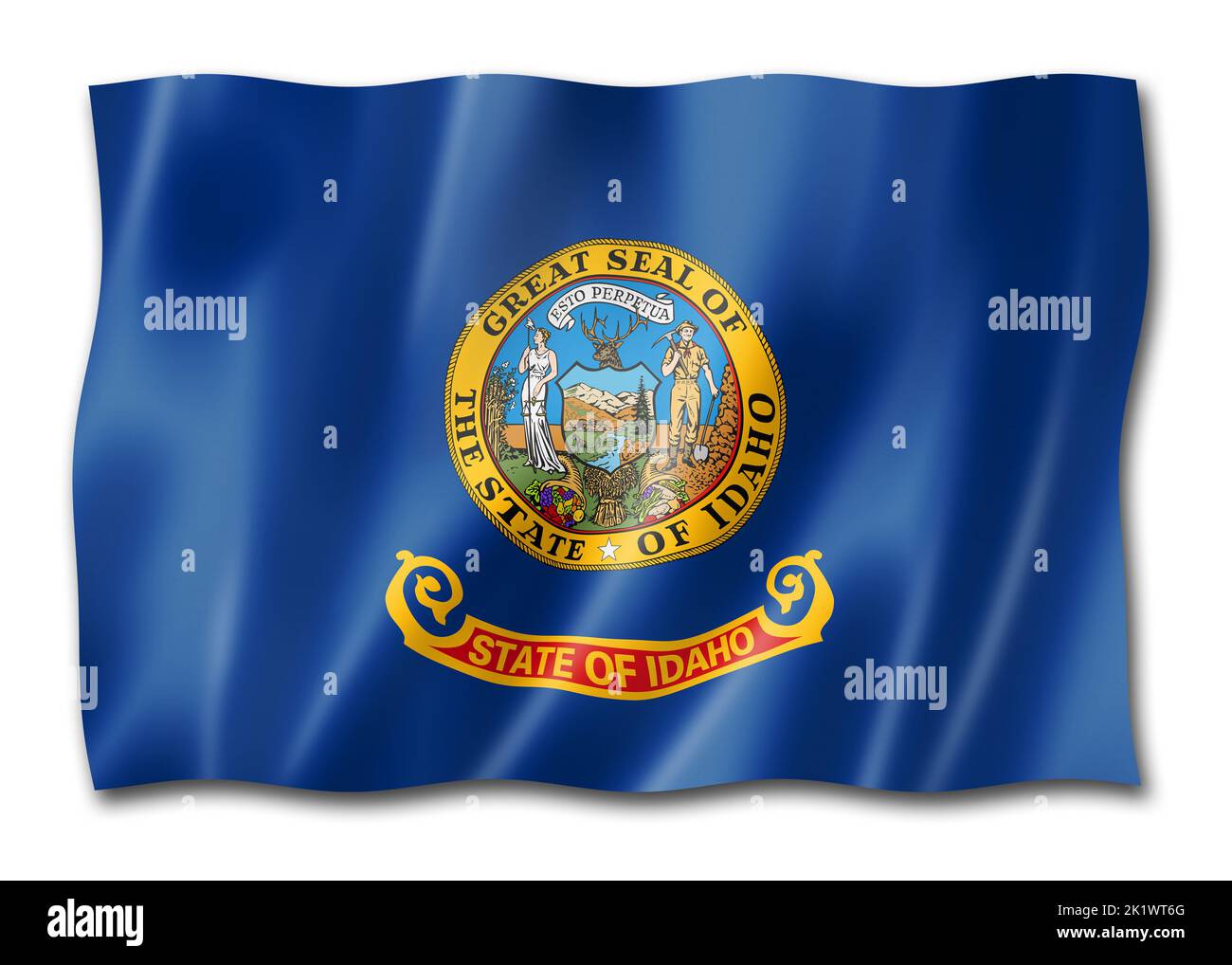 Idaho flag, united states waving banner collection. 3D illustration ...