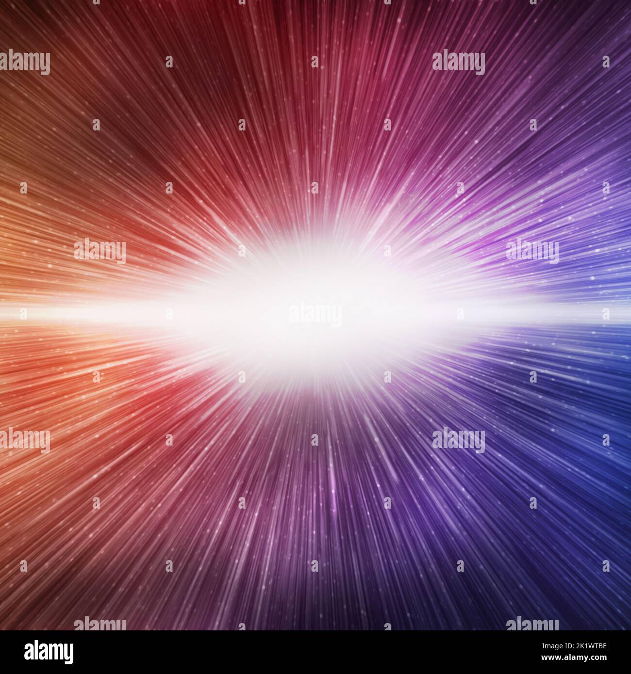 Big bang effect on bright red and blue galaxy sky, square background ...