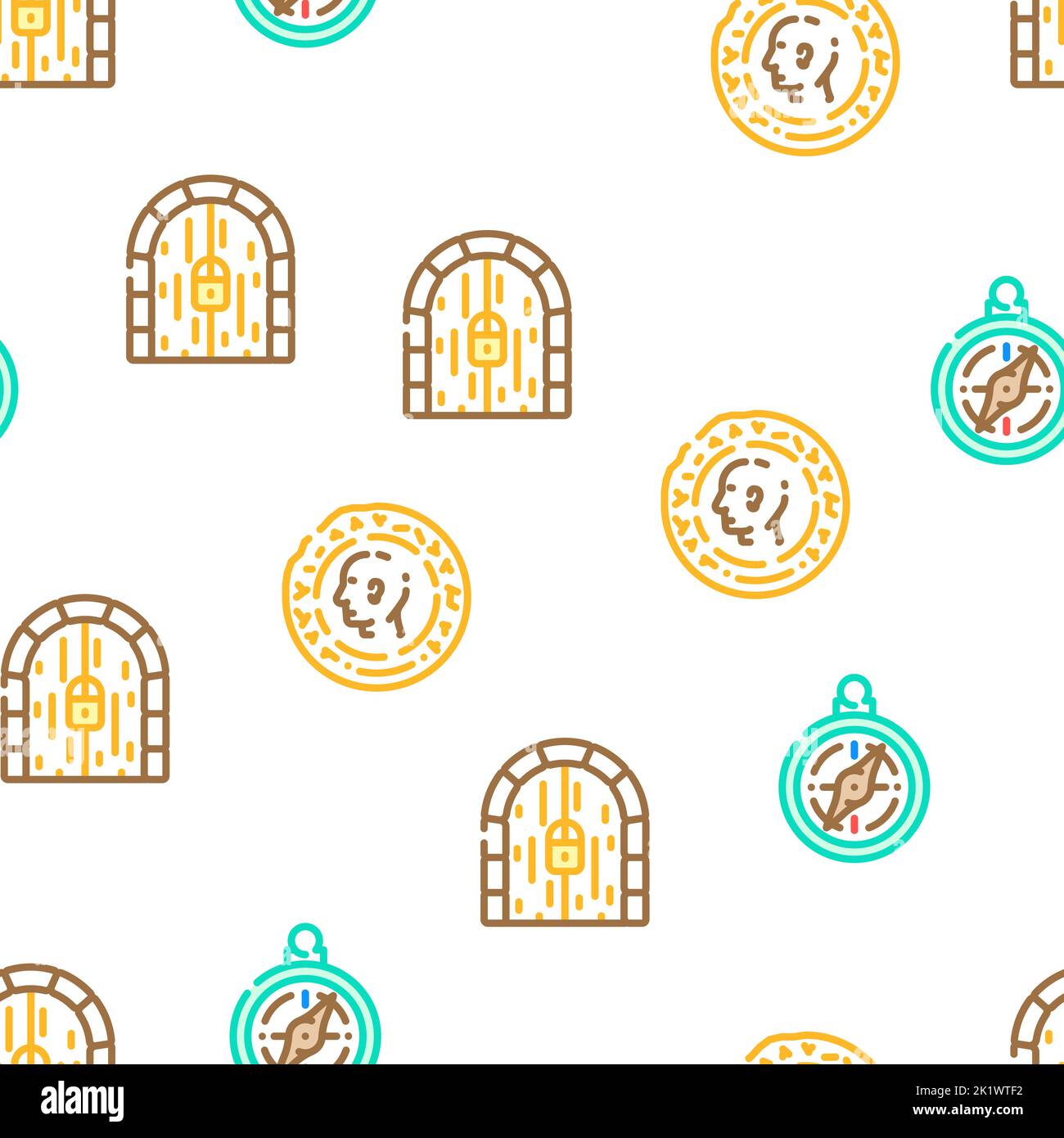 Treasure Precious And Antique vector seamless pattern Stock Vector ...