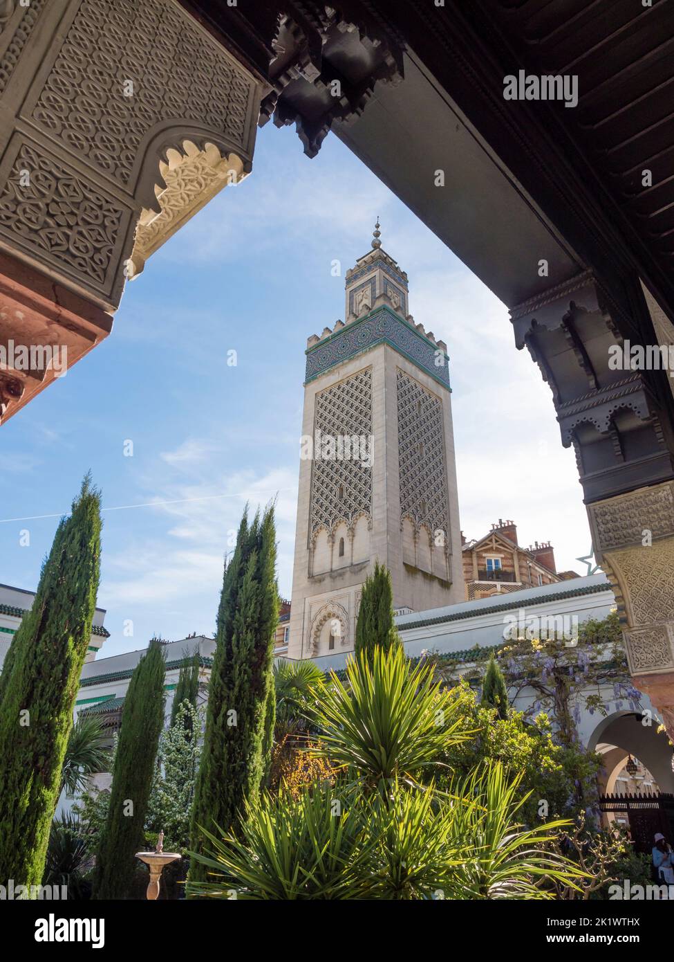 Courtyard of the Grand Mosque of Paris, one of the largest mosques in ...
